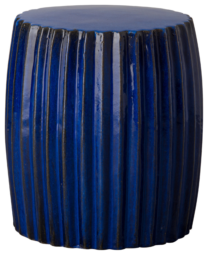 18 in. Pleated Blue Garden Stool - Contemporary - Accent And Garden ...
