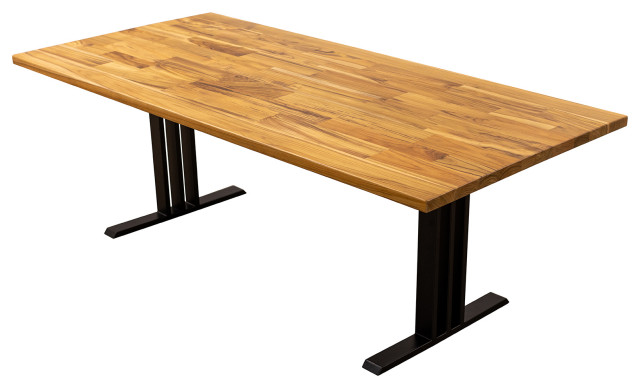 Nana Teak Dining Table with Metal Legs - Industrial - Dining Tables ...