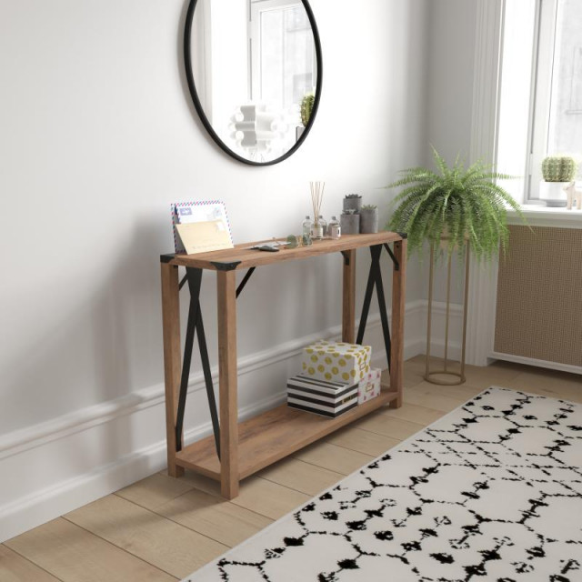 Wyatt Modern Farmhouse Wooden 2 Tier Console Table - Rustic - Console ...