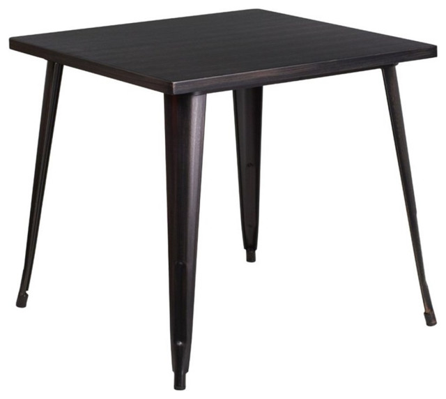 Flash Furniture 32" Square Metal Dining Table in Black and Antique Gold ...
