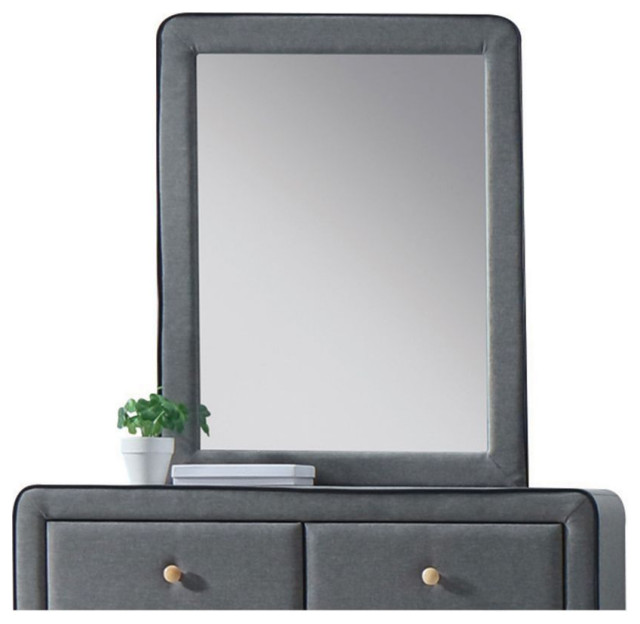 Light Gray Upholstered Vanity Mirror - Transitional - Wall Mirrors - by ...