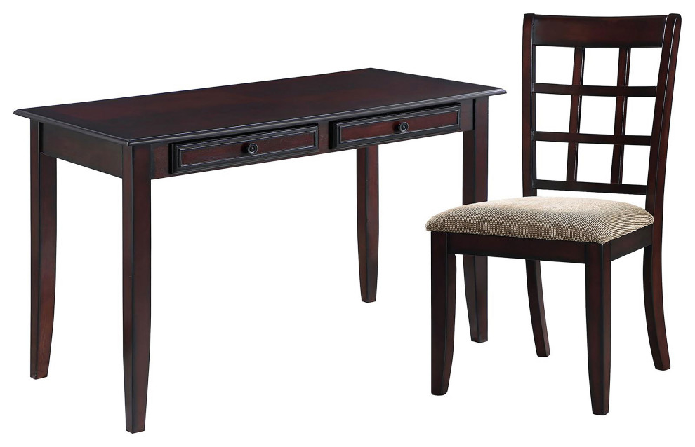 Newton 2-piece Writing Desk Set Dark Amber and Tan - Transitional ...