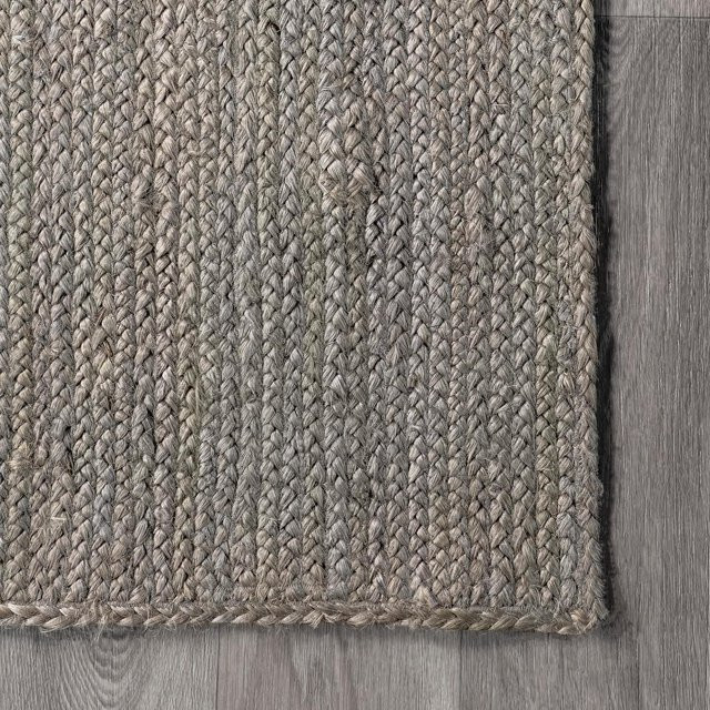Handmade Braided Gray Jute Area Rug, Farmhouse Decor in Natural Tones ...