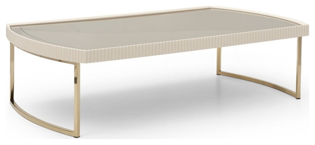 Michael Amini Lisbon Cocktail Table - Silken Matte Cream - Contemporary ...