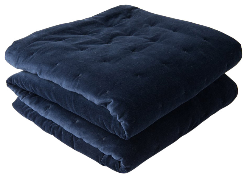 Velvet and Cotton Tufted Quilt, Twin - Contemporary - Quilts And Quilt ...