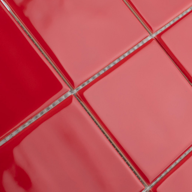 Twist Square Ceramic Wall Tile, Red Cherry, Sample - Contemporary ...