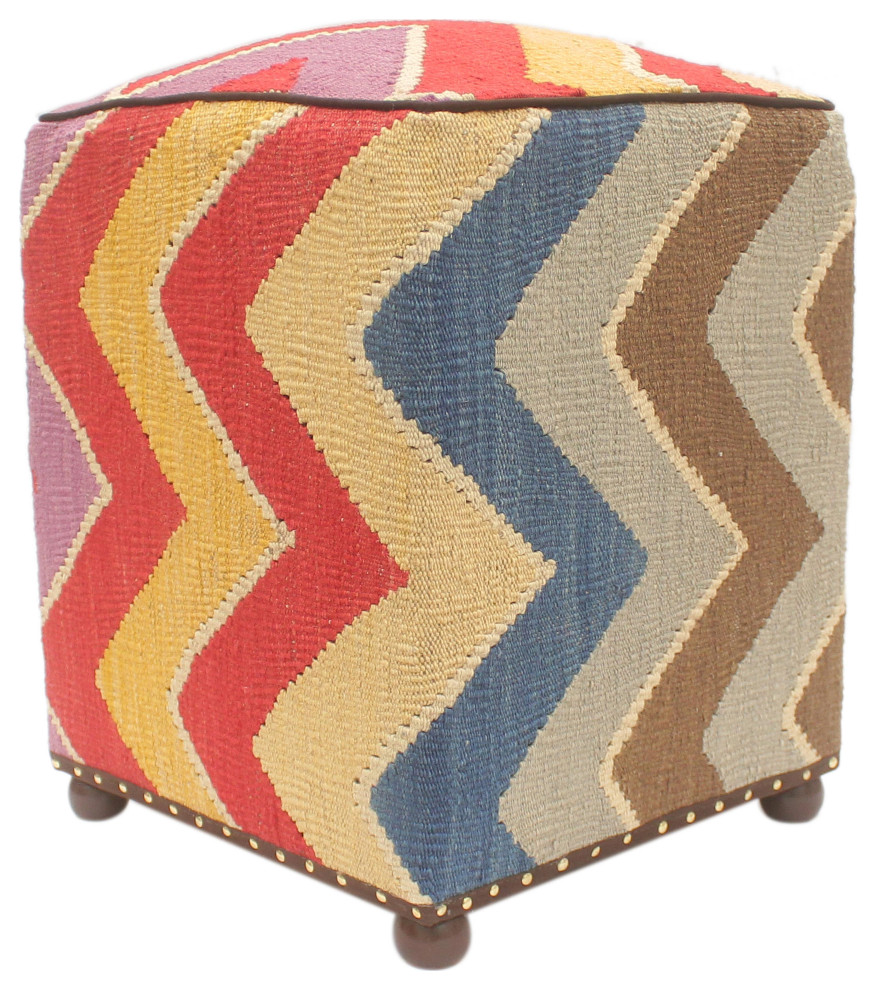 Urban Nadia Handmade Kilim Upholstered Ottoman - Southwestern ...