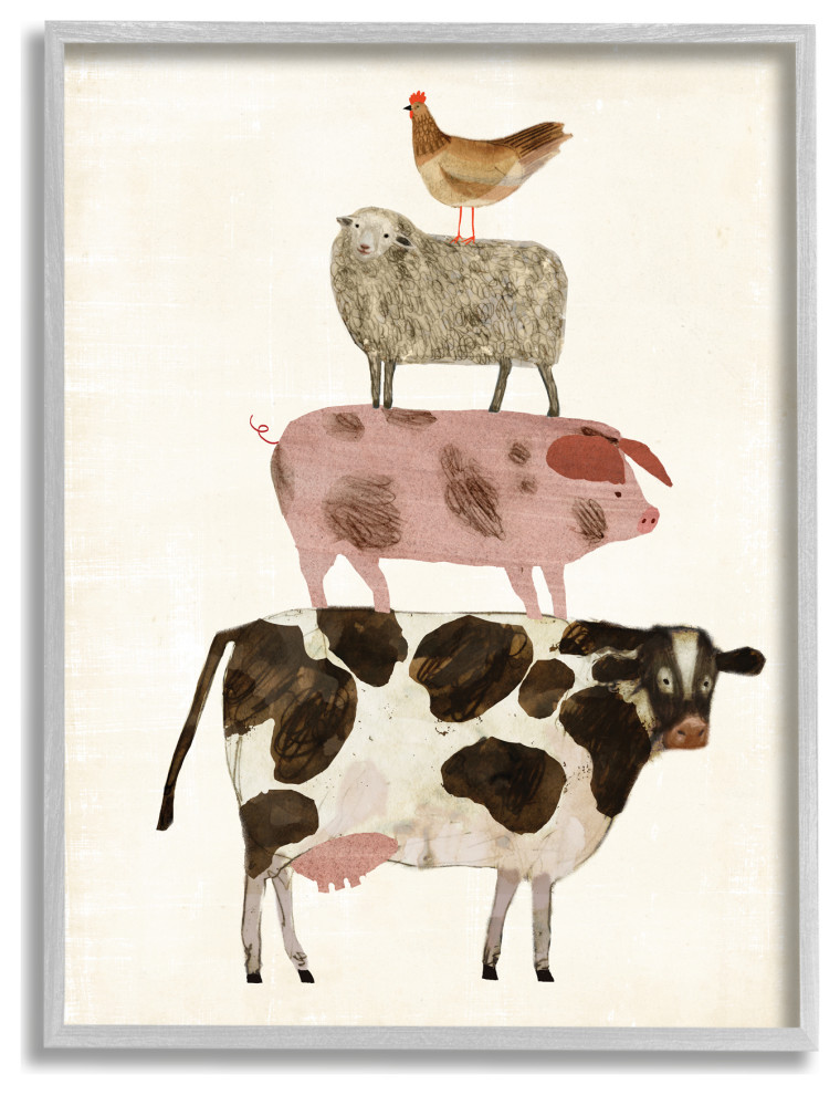 Cow Sheep Pig and Chicken Barnyard Buds Stacked Farm Animals, 24"x30 ...