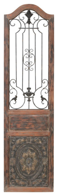 Brown Wood Rustic Arabesque Scroll Wall Decor with Metal Wire 19" x 1 ...
