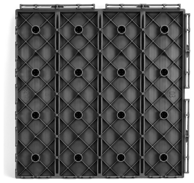 Straight Groove Dark Grey Interlocking Deck Tiles - Modern - Deck Tiles ...