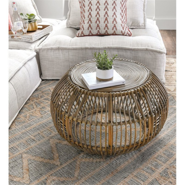 Trent Home Round Modern Wicker / Rattan Subalio Coffee Table in ...