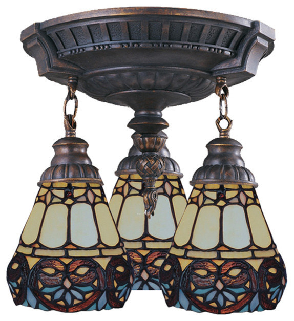 Mix-n-Match 3-Light Semi Flushmount, Aged Walnut - Victorian - Flush ...