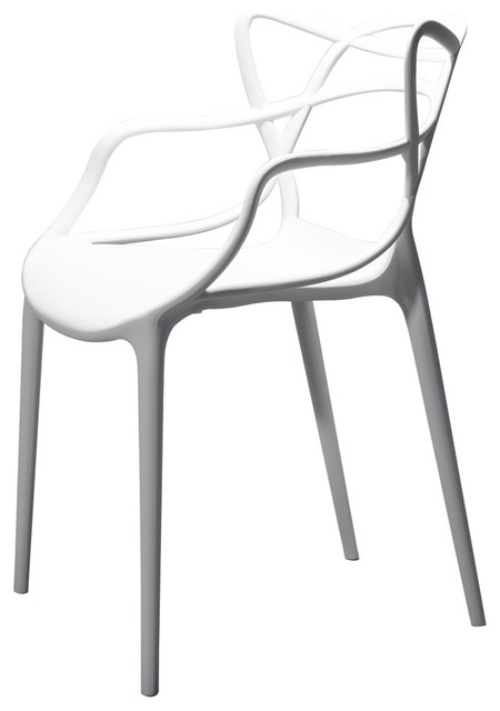 Kesha White Poly-Carbonate Dining Chair, Set of 2 - Contemporary ...