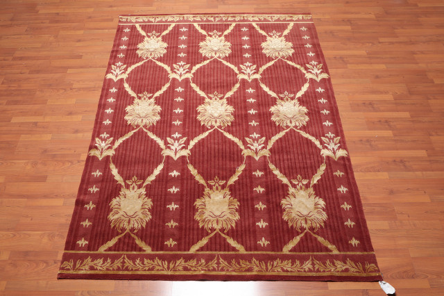Rust Maroon Color Tibetan Rug, 6'x9' - Traditional - Area Rugs - by ...