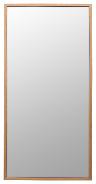 Erso Rectangular Modern Red Oak Wood Mirror, 48"x24" - Transitional ...