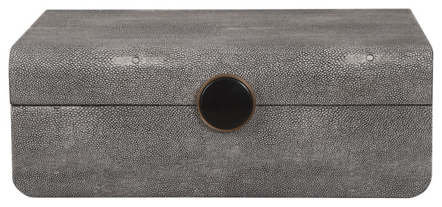 Art Deco Faux Shagreen Gray Decorative Box Textured Smoke Dark Vintage ...