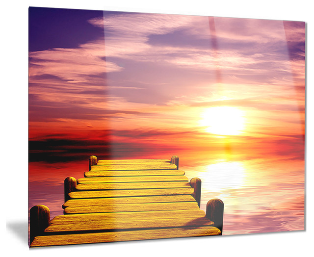 "Burning Sunset in Blue Sky" Photo Glossy Metal Wall Art, 28"x12 ...