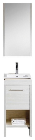Fine Fixtures Modena Vanity With Mirror, Off-White Grain, 16 ...