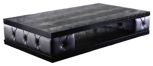 AandX Cecily Transitional Black Leatherette With Crystals Coffee Table ...