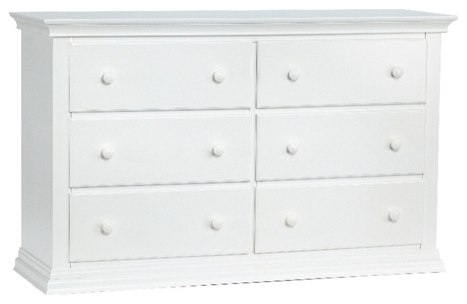 Suite Bebe Hayes 6-Drawer Traditional Wood Double Dresser in White ...