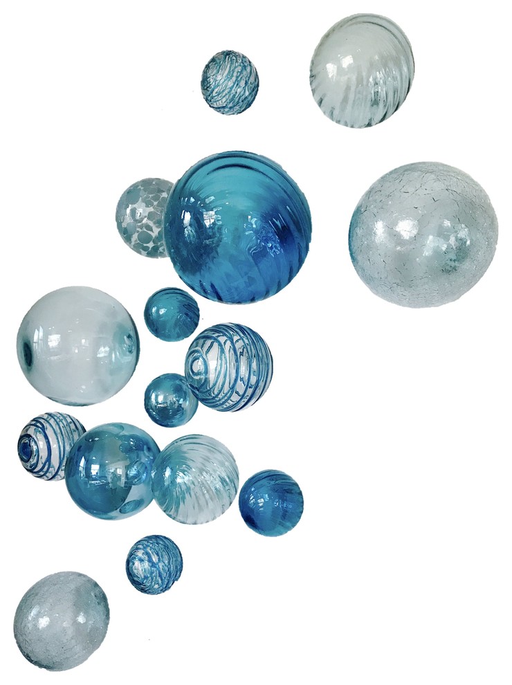 Wall Spheres - Aqua & Sky ~ Set of 15 - Contemporary - Wall Accents ...