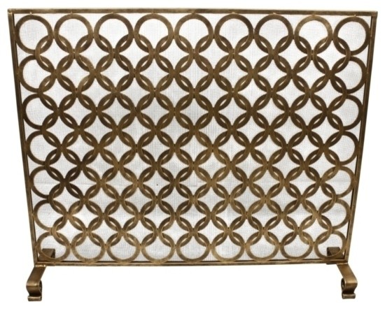Double Circle Design Single Panel Fire Screen - Transitional ...