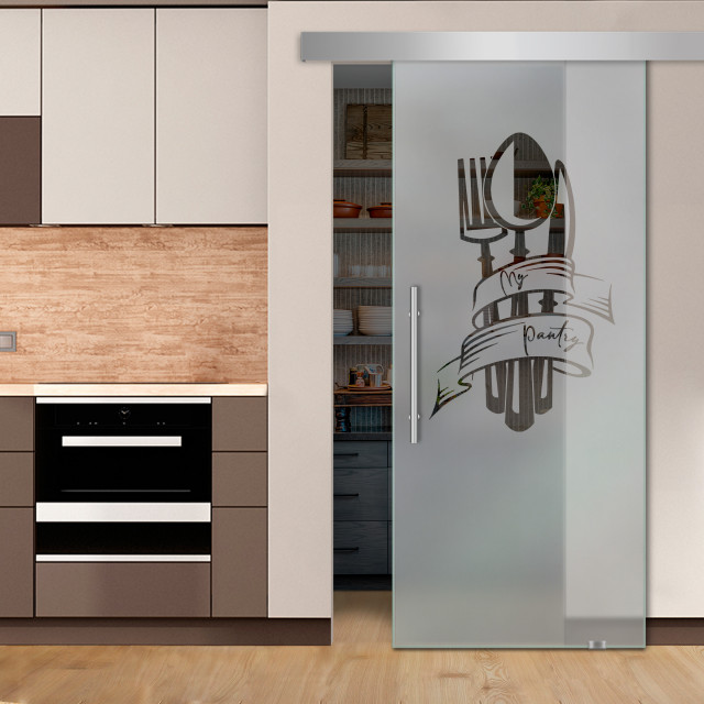 ALU100 Sliding Glass Pantry Door, 28"x84" - Contemporary - Interior ...