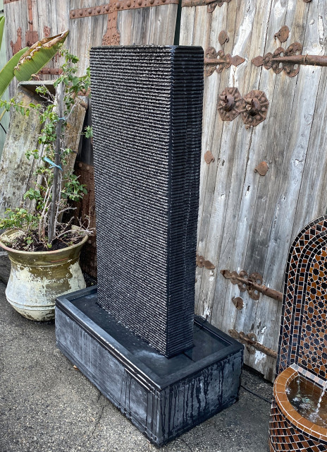 Slate Grey Ripple Fountain - Industrial - Outdoor Fountains And Ponds ...