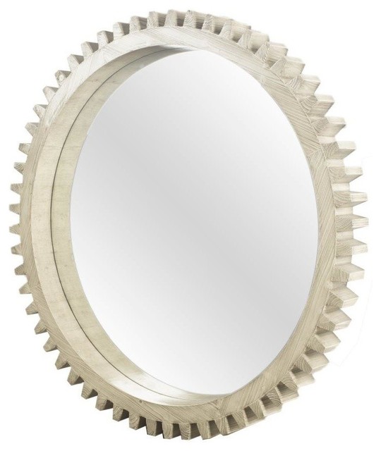 Cog Mirror 44" Round Gray Wood Frame Mirror - Farmhouse - Wall Mirrors ...