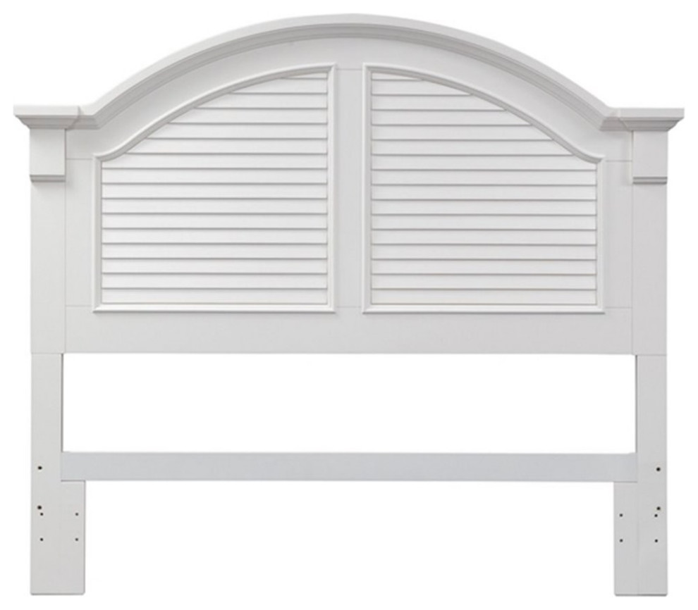 Bowery Hill Arched Crown Farmhouse Wood Queen Panel Headboard in White ...