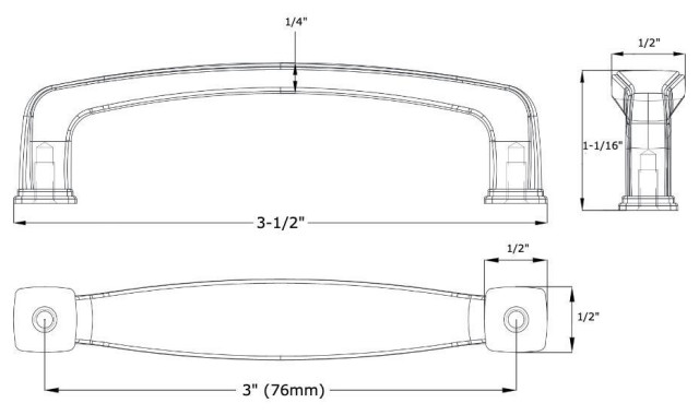 Diversa Hardware Traditional Brushed Gold Cabinet Hardware, 3" (76mm ...
