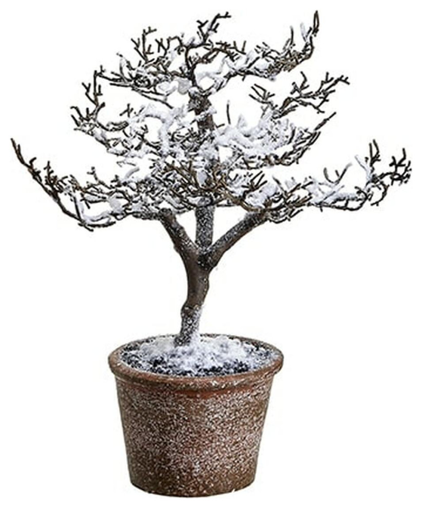 Allstate Floral 11" Artificial Twig Tree With Fake Snow, Pot - Rustic ...