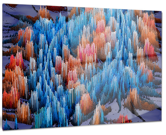 "Macro Render Structure Blue Red" Glossy Metal Wall Art, 40"x30 ...