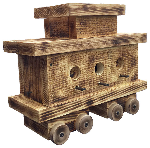 Burnt Pine Train Caboose Bird House - Rustic - Birdhouses - by ...