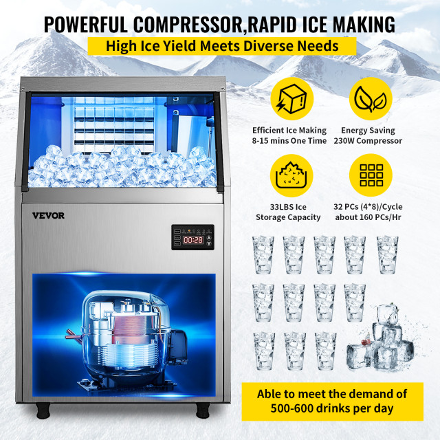 110V Ice Maker Machine Automatic Operation Ice Cube Maker, 88lbs/24h ...