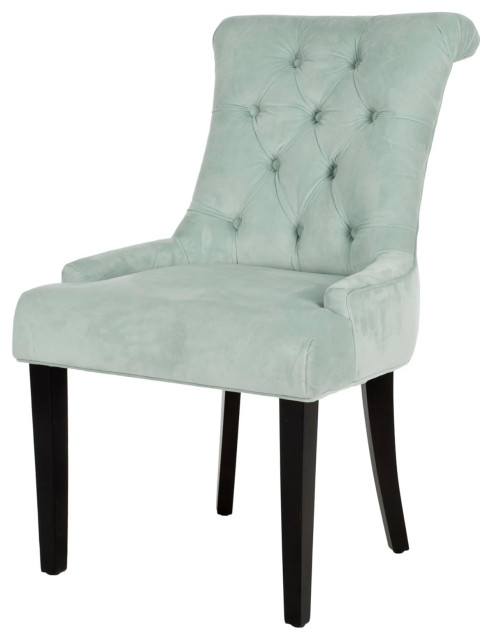 Set of 2 Dining Chair, Velvet Seat With Diamond Button Tufted Back ...