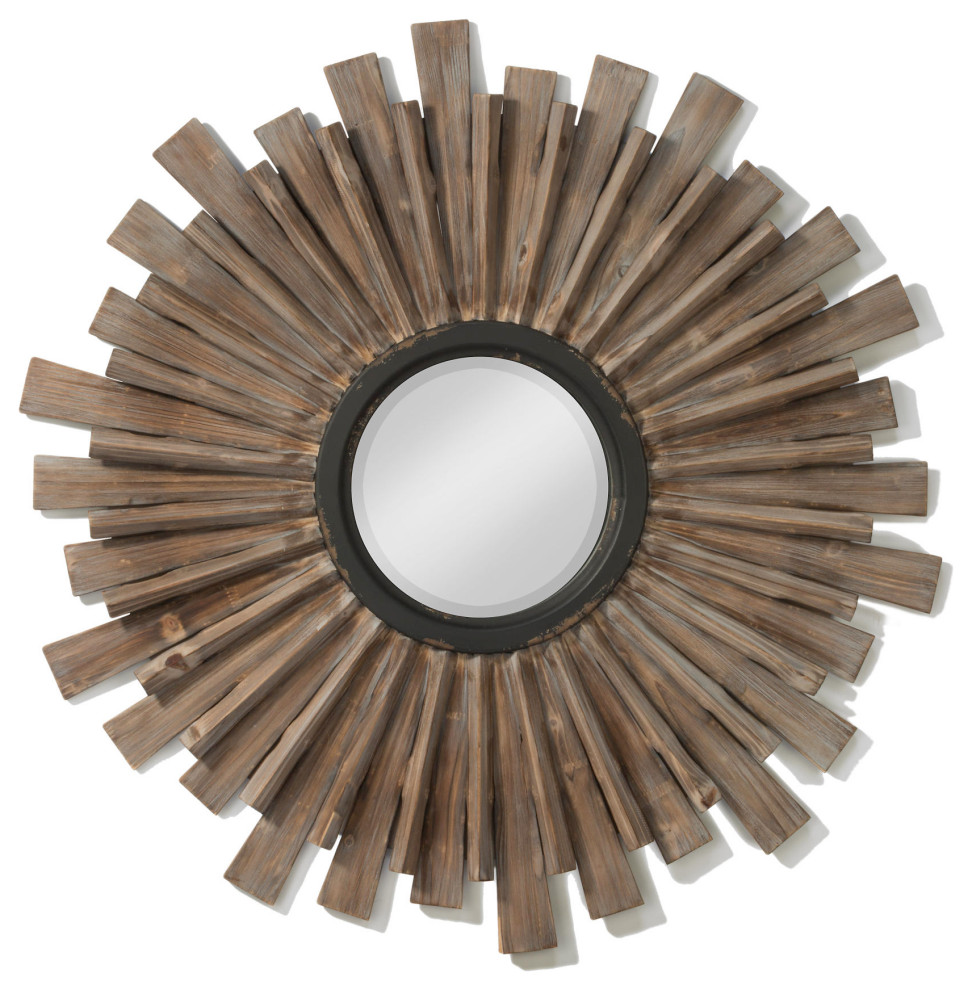 Wooden Starburst Multi Dimensional Mirror - Farmhouse - Wall Mirrors ...
