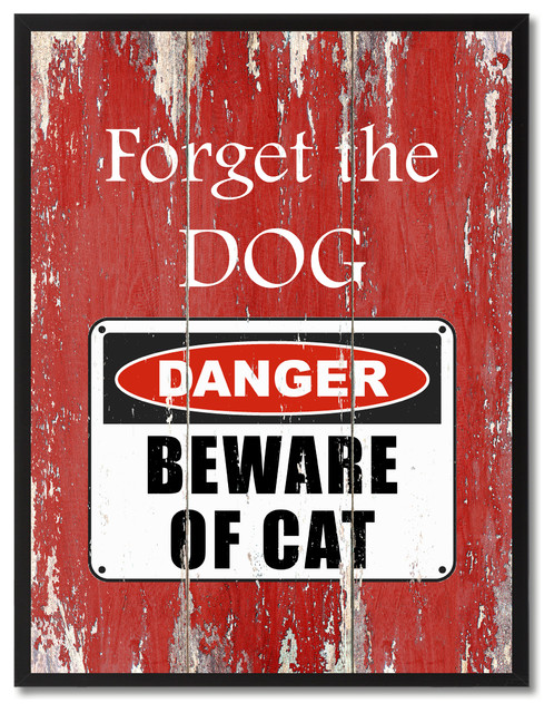 Beware Of Cat Danger Sign, Canvas, Picture Frame, 13"x17" - Rustic ...