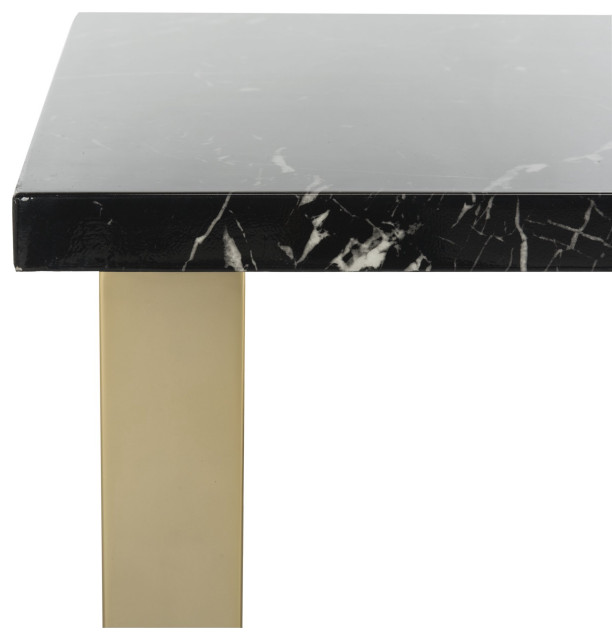Modern Glam Coffee Table with Gold Legs and Black Faux Marble Top ...