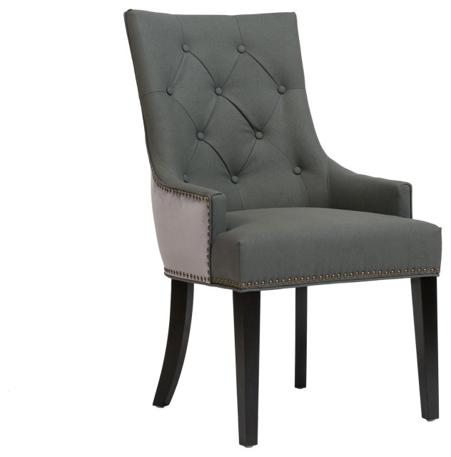 Elegant Dining Chair, Diamond Button Tufted Back With Nailhead Trim ...