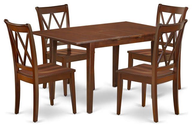 3Pc Rectangular 48/60 Inch Table With 12 In Leaf And 2 Double X Back ...