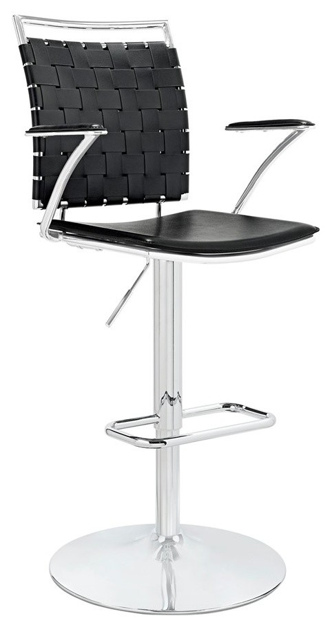 Modern Black Fuse Adjustable Bar Stool, 21"Lx22"Wx38-47.5"H ...