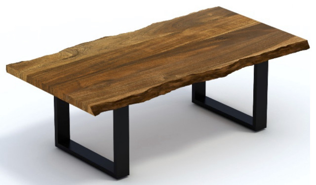 Modern Rustic Live Edge Acacia Wood Coffee Table - Industrial - Coffee ...