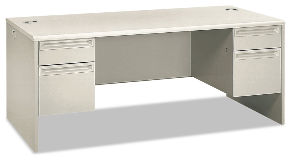 HON 38000 Series Double Pedestal Desk, 72" x 36" x 30", Light Gray ...