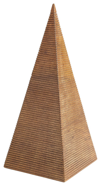 Elegant Minimalist Solid Wood Ribbed Pyramid Sculpture Architectural ...