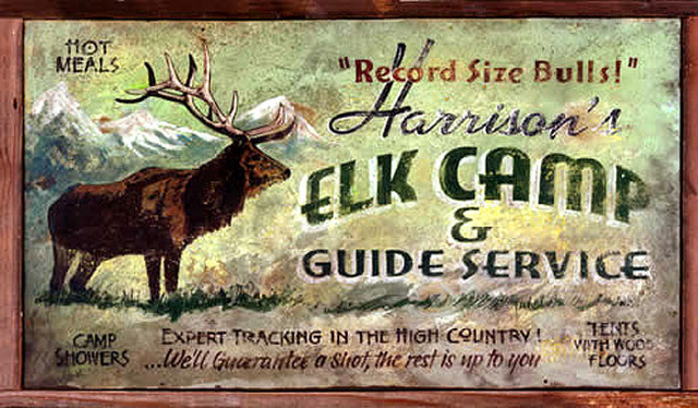 Vintage Hunting Signs, Elk Camp Rustic Wood Sign - Rustic - Prints And ...