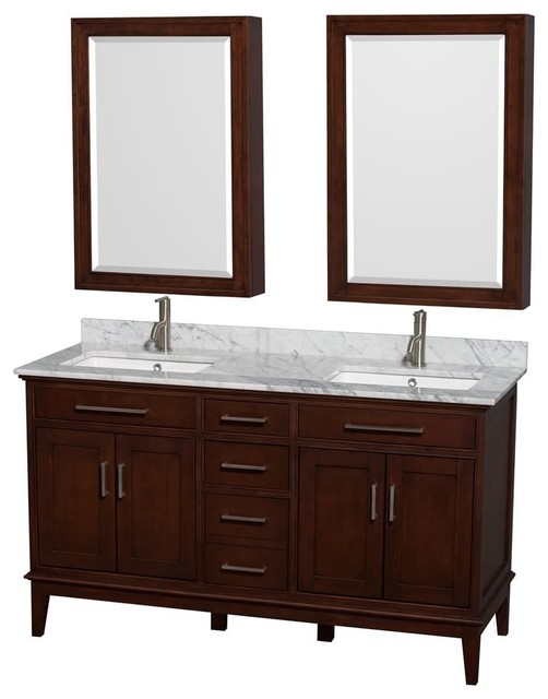 Wyndham Collection, Hatton 60" Double Bathroom Vanity, Dark Chestnut ...