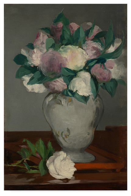 Edouard Manet 'Peonies' Canvas Art, 32"x22" - Contemporary - Prints And ...