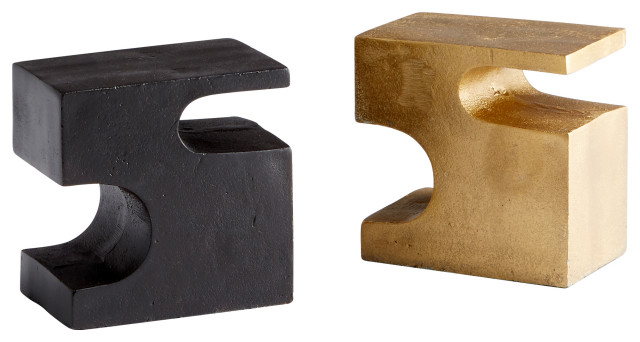 Two-Piece Bookends, 10" W x 3.25" D x 5" H - Contemporary - Bookends ...