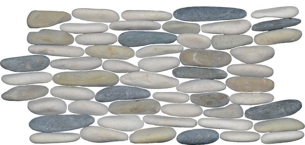 Standing Ocean Blend Pebble Tile, 6"x12" - Beach Style - Mosaic Tile ...